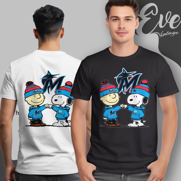 Charlie Brown And Snoopy Miami Marlins Shirt - EVE Vintage
