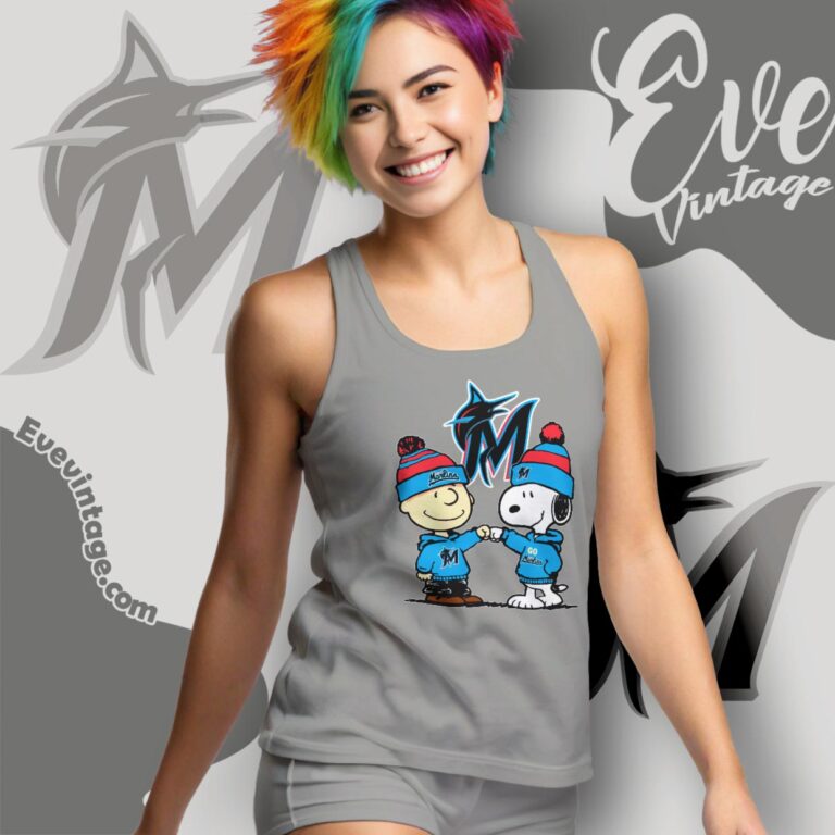 Charlie Brown And Snoopy Miami Marlins Shirt - EVE Vintage