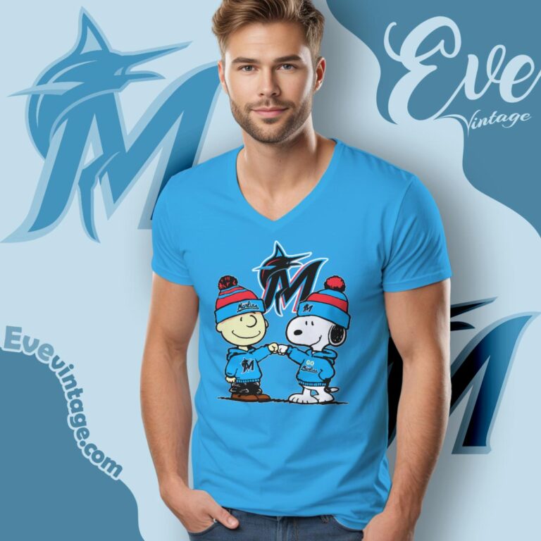 Charlie Brown And Snoopy Miami Marlins Shirt - EVE Vintage