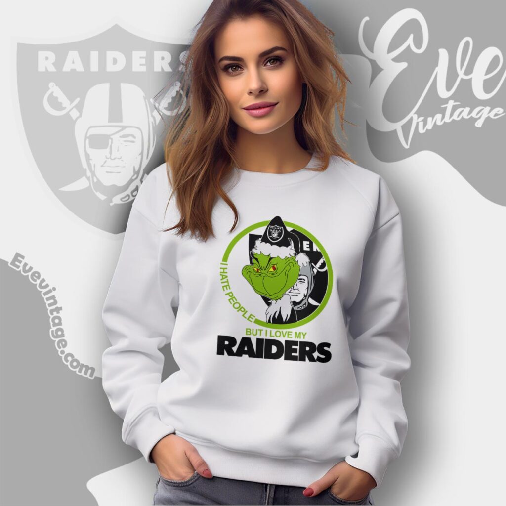 Las Vegas Raiders Christmas Grinch Shirt I Hate People But I Love My ...