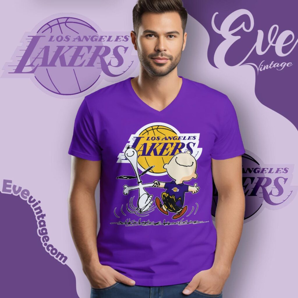 Los Angeles Lakers Charlie Brown Snoopy Happy Dancing Shirt - EVE Vintage