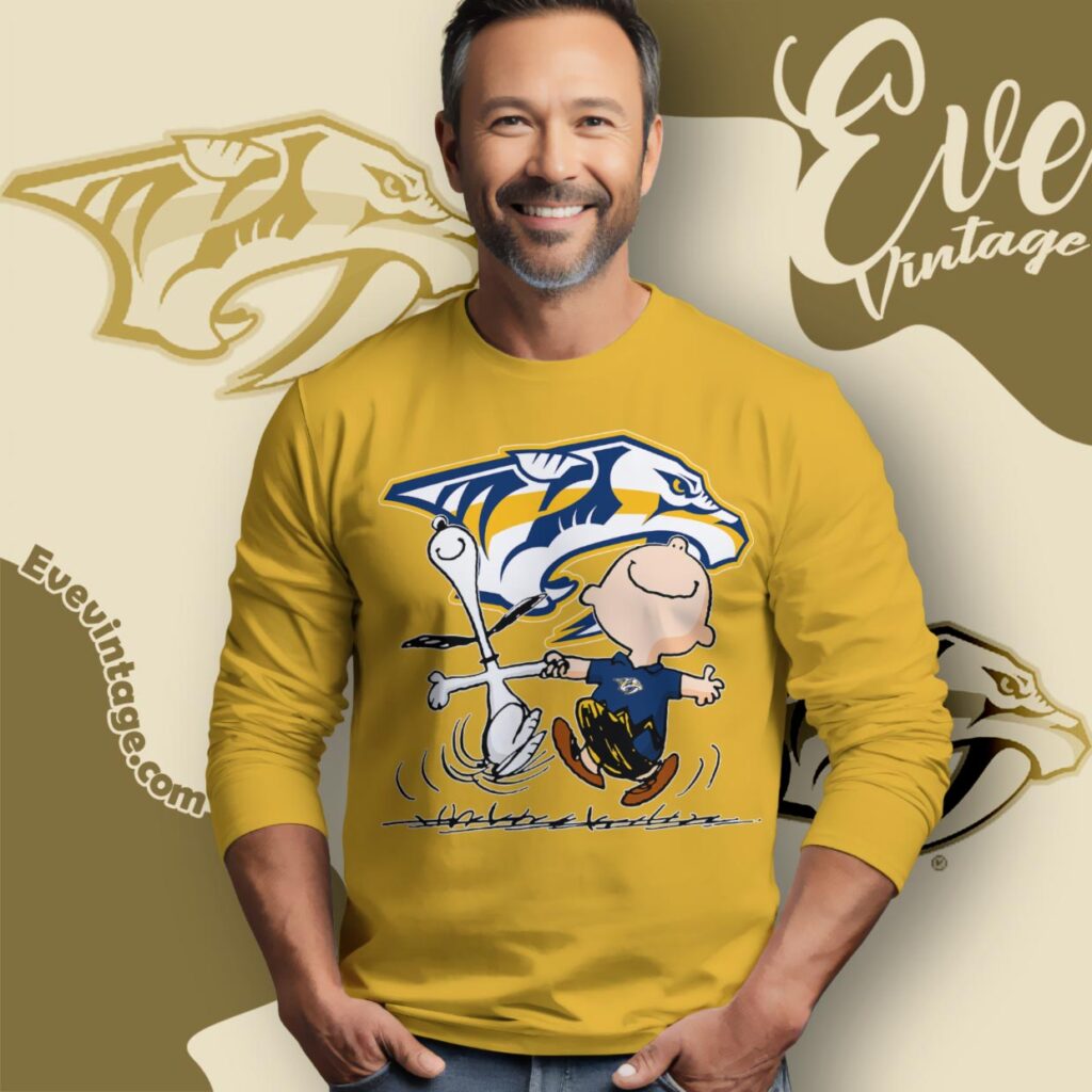 Nashville Predators Charlie Brown Snoopy Happy Dancing Shirt - EVE Vintage