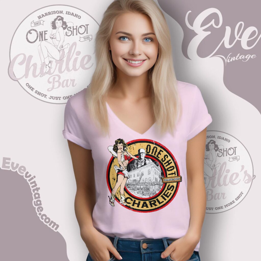 One Shot Charlies Bar Shirt Harrison Idaho Dive Bar - EVE Vintage