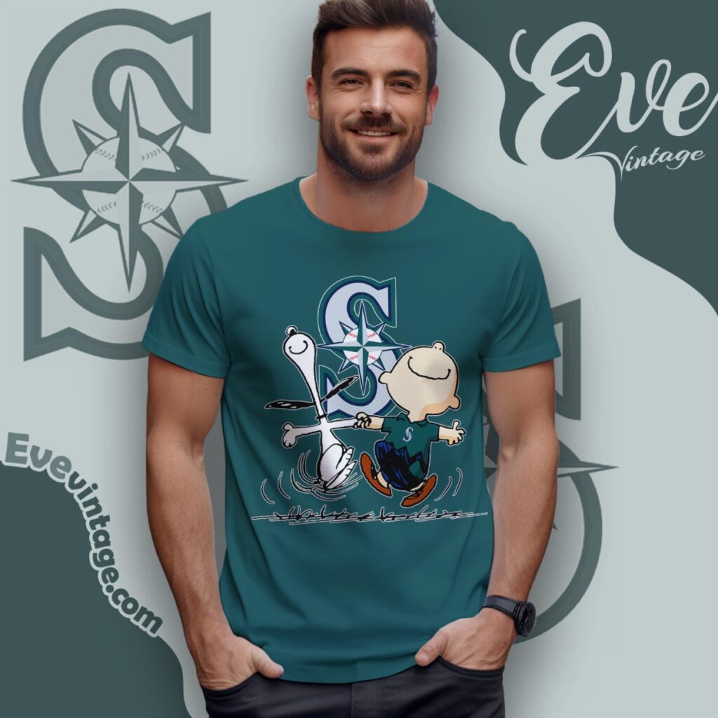 Seattle Mariners Charlie Brown Snoopy Happy Dancing Shirt - EVE Vintage