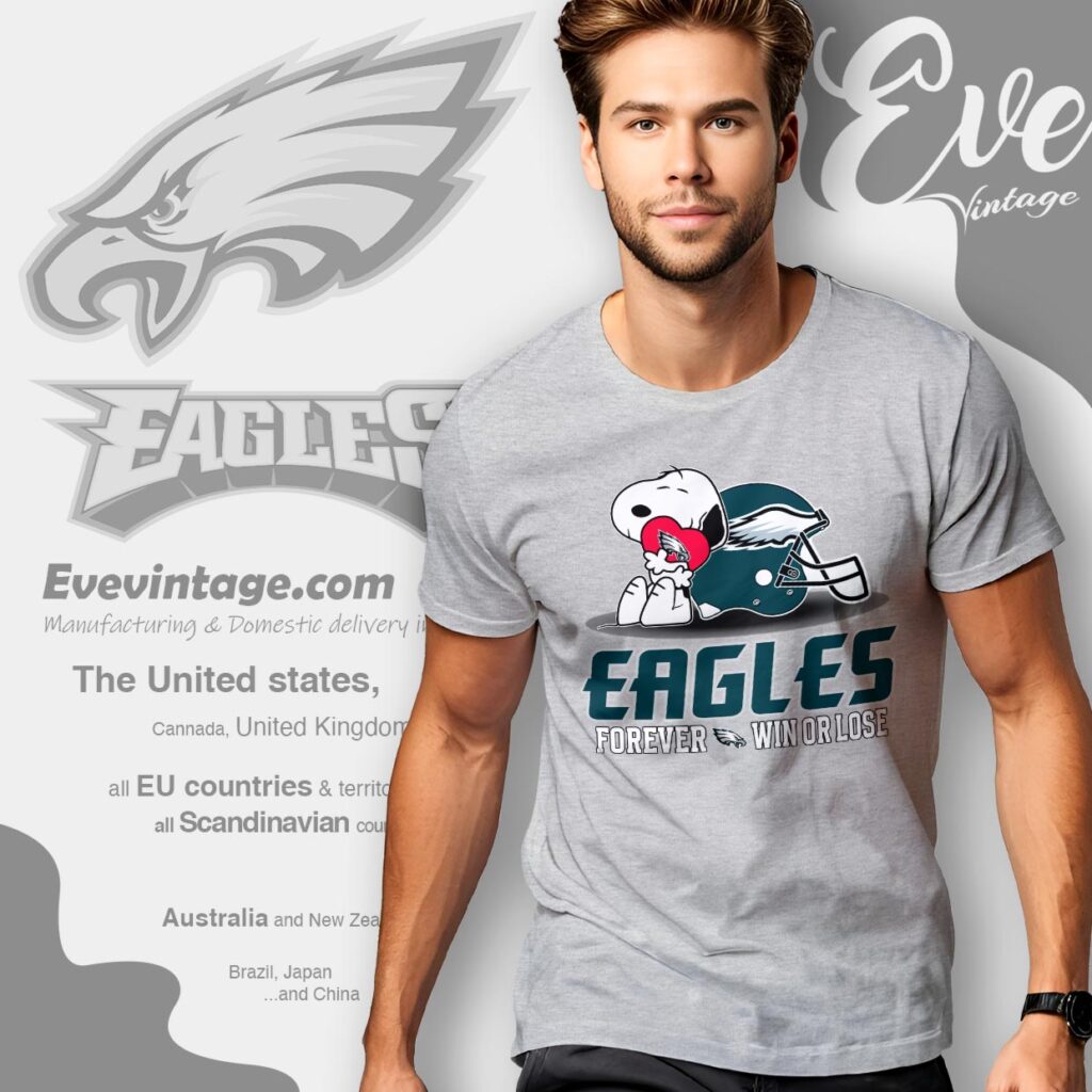 Snoopy Philadelphia Eagles Forever Win Or Lose Shirt - EVE Vintage